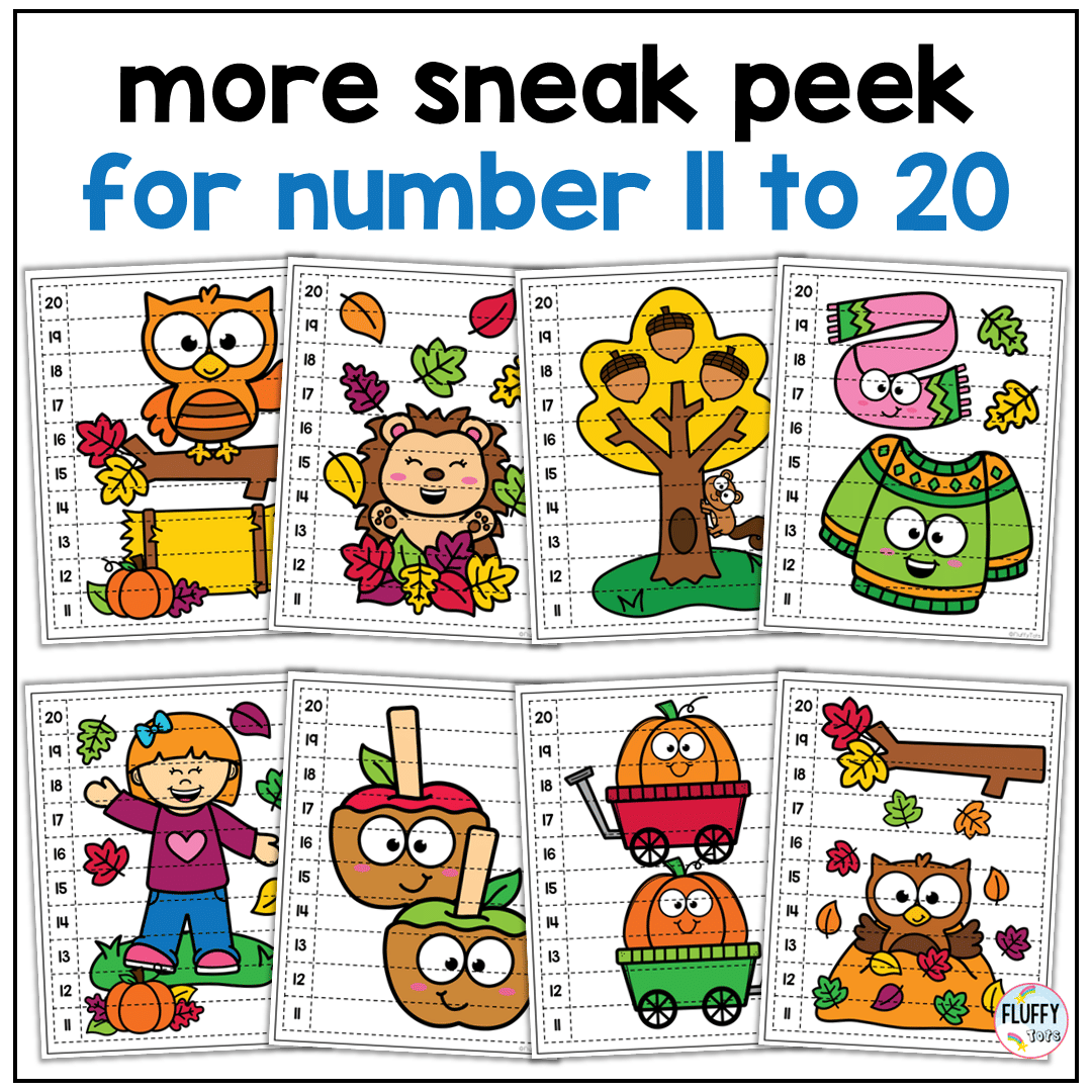 80 Adorable Fall Number Puzzles 1-20 for Hands-On Number Sequence ...