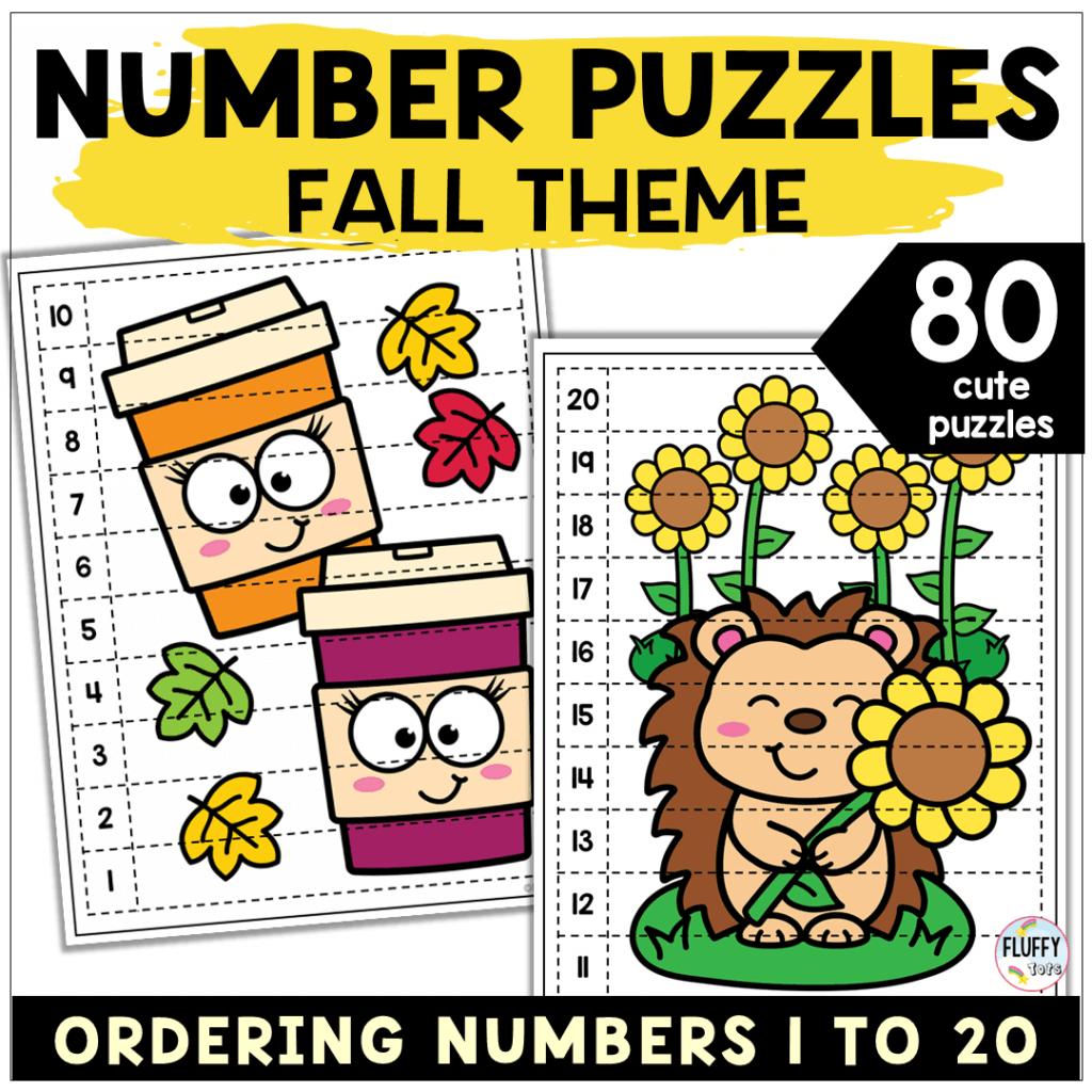 80 Adorable Fall Number Puzzles 1-20 for Hands-On Number Sequence ...