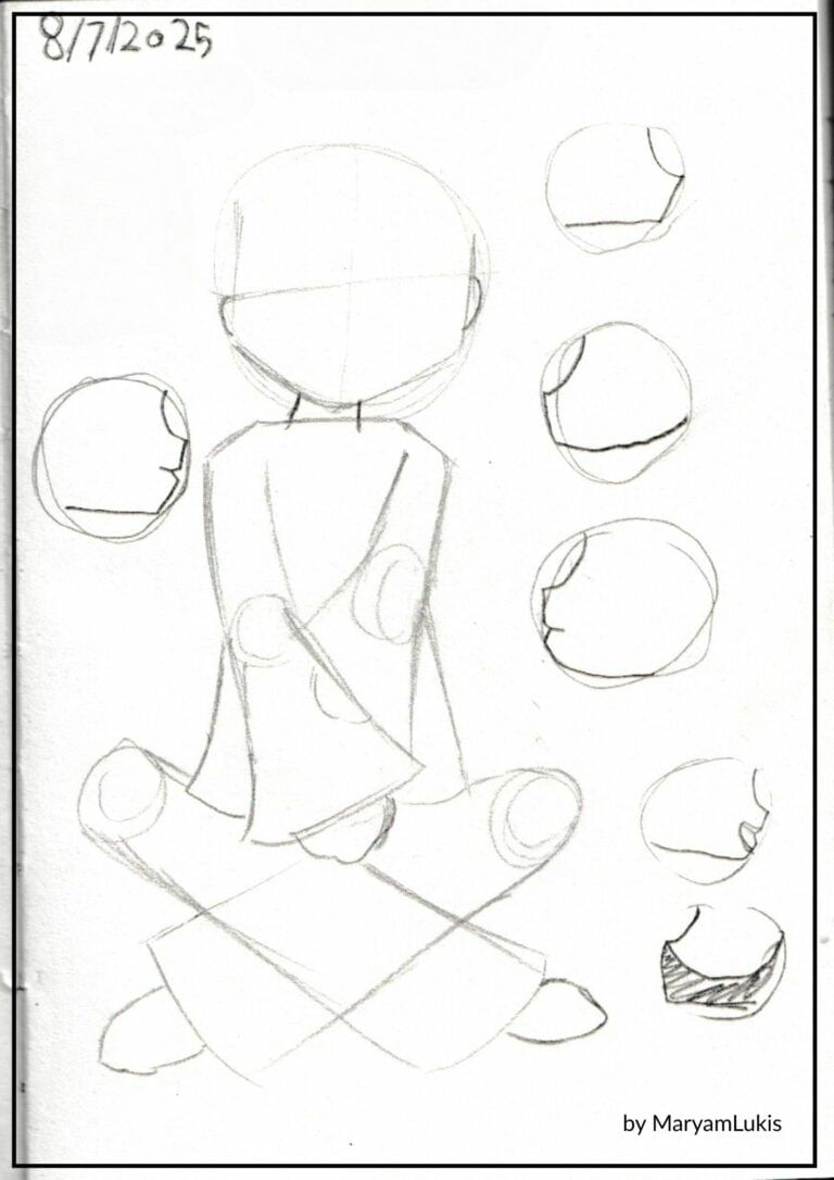 How to sketch human seating drawing - FluffyTots