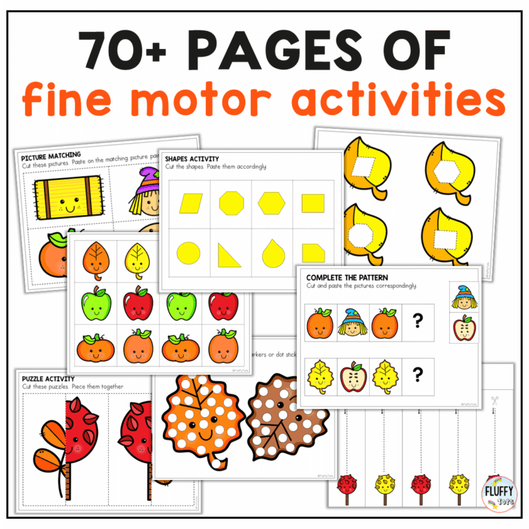 70 + Pages Fun Fall Fine Motor Worksheets Activities for Preschool and ...