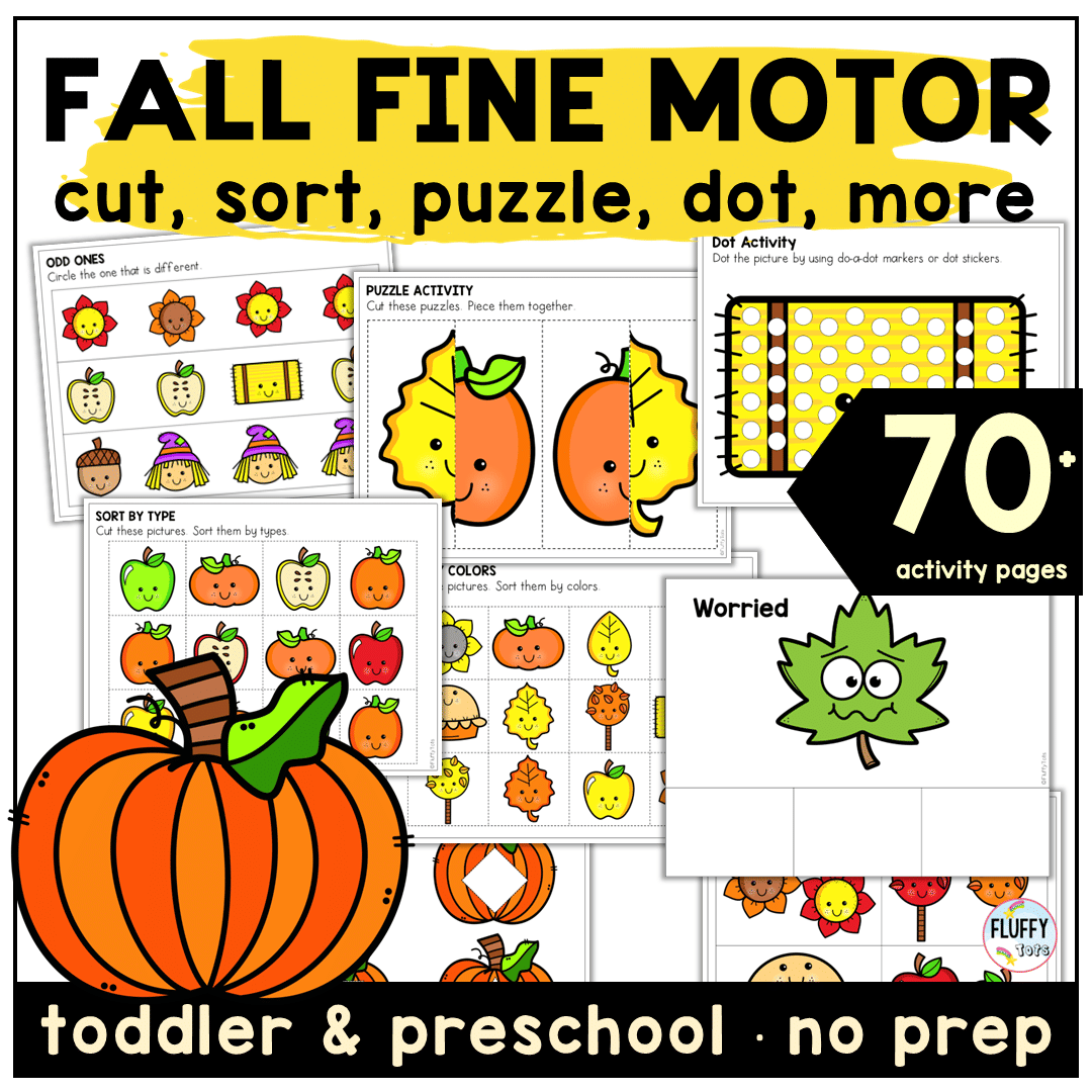 70 + Pages Fun Fall Fine Motor Worksheets Activities for Preschool and ...