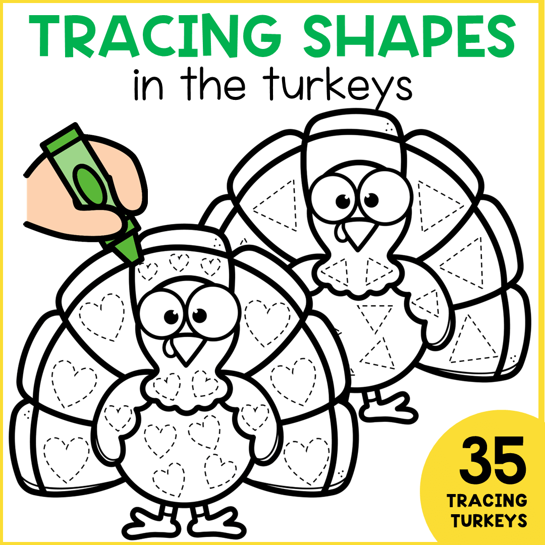 35 Fun Tracing Turkey for Thanksgiving Prewriting Activity - FluffyTots
