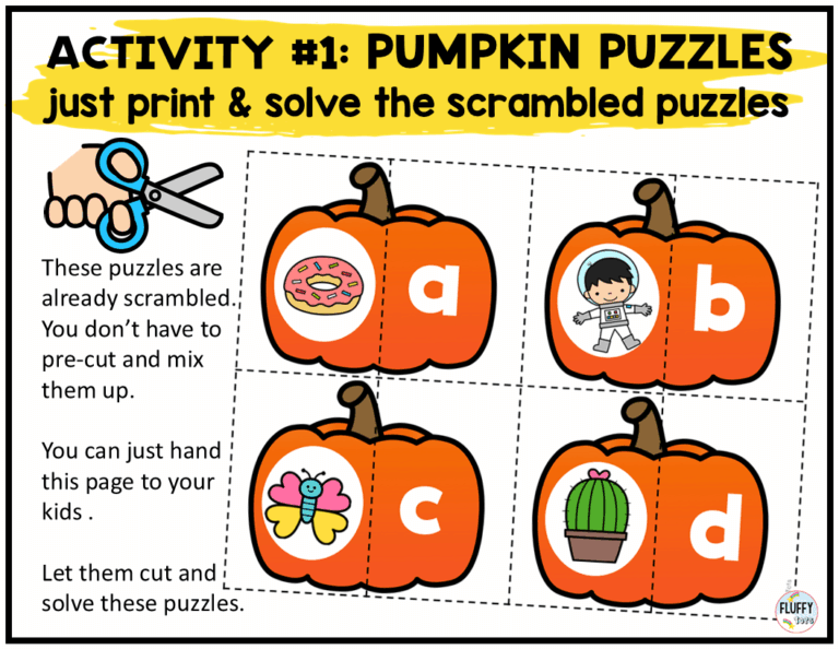 3 Fun Pumpkin Beginning Sounds Cut and Paste Activities - FluffyTots