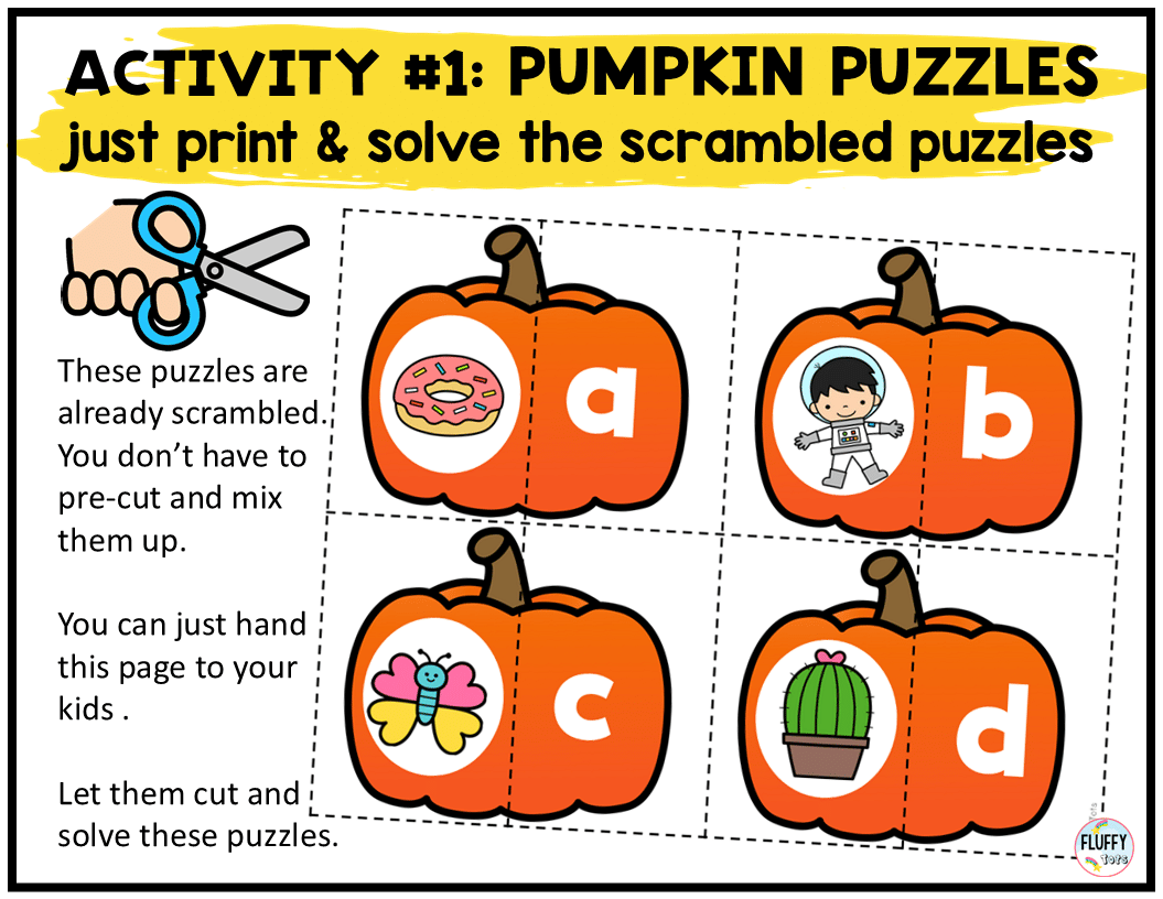 3 Fun Pumpkin Beginning Sounds Cut and Paste Activities - FluffyTots